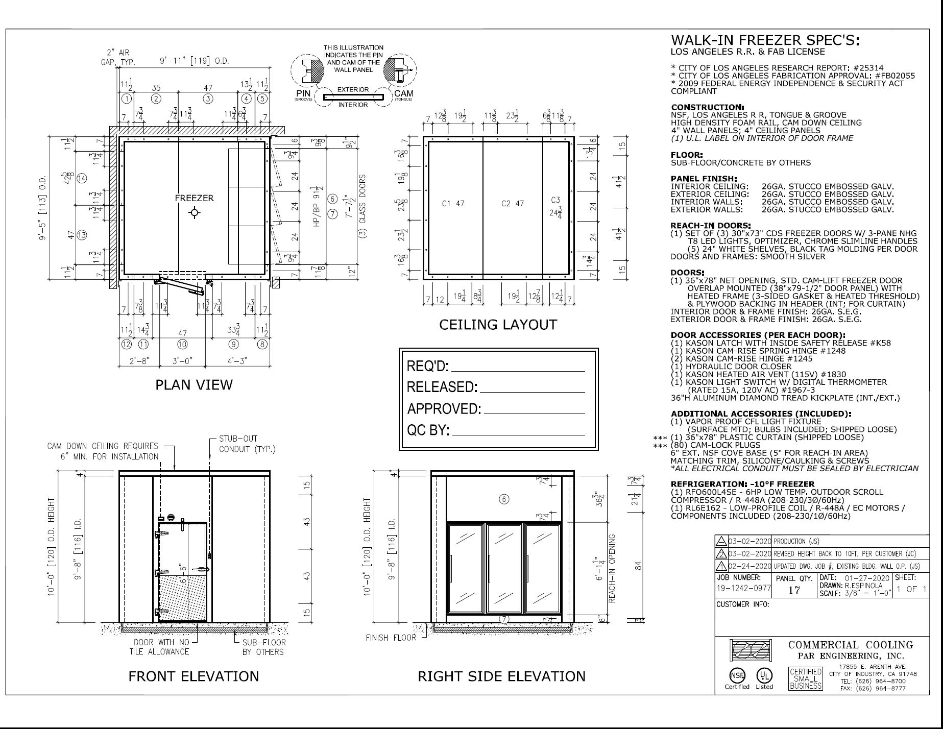 9'5"x 9'11" x 9' Freezer w/ Refrigeration - Commercial Cooling