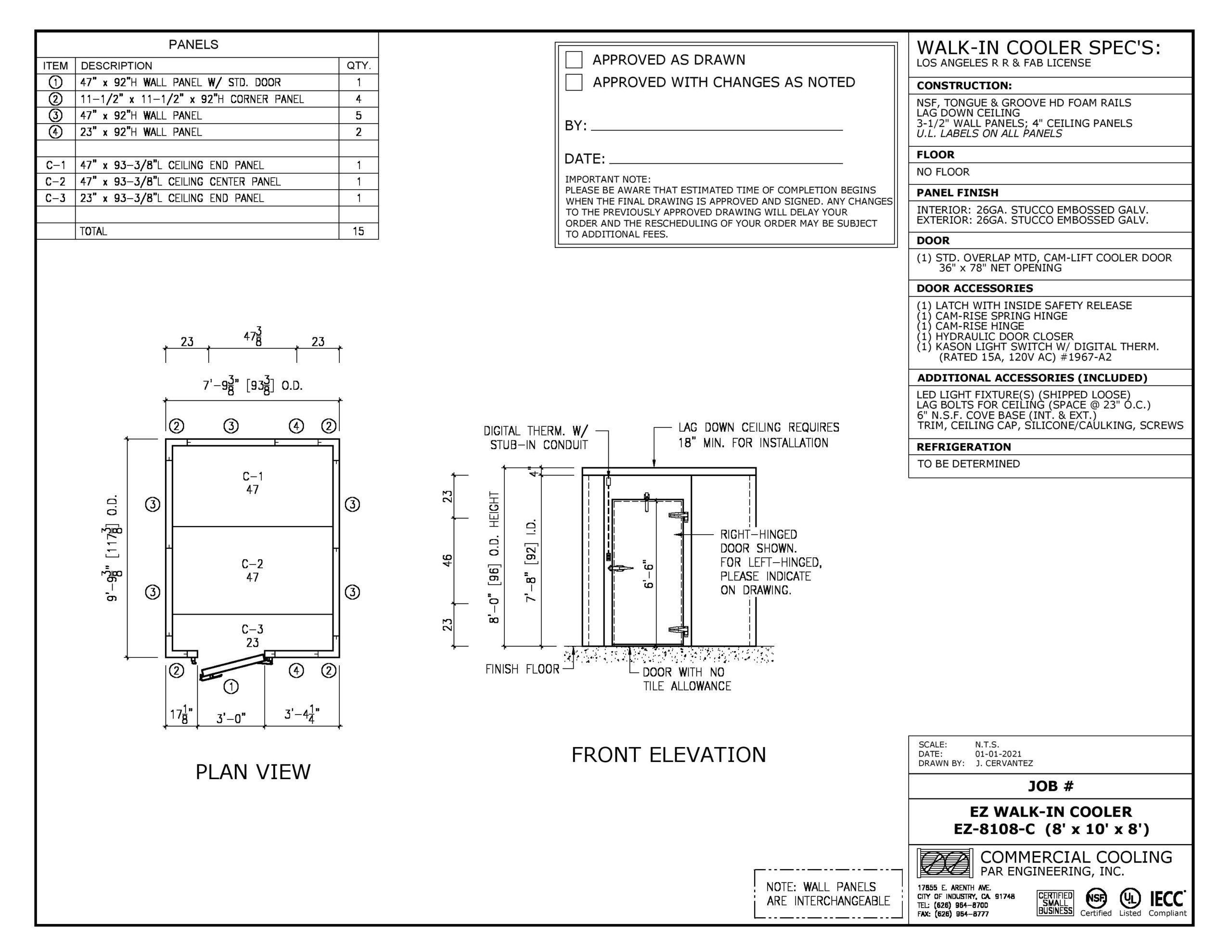 8’ x 10’ Walk-in Cooler - Commercial Cooling