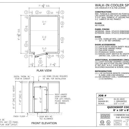 8 ft x 12 ft x 8 ft Walk-in Cooler | Commercial Cooling
