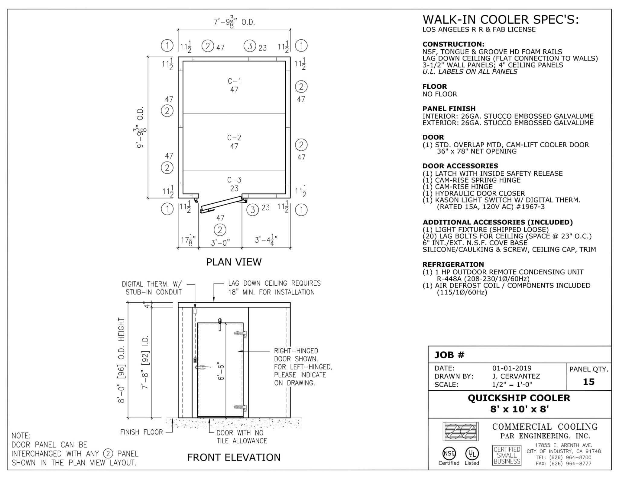 8 ft x 10 ft x 8 ft Walk-in Cooler | Commercial Cooling